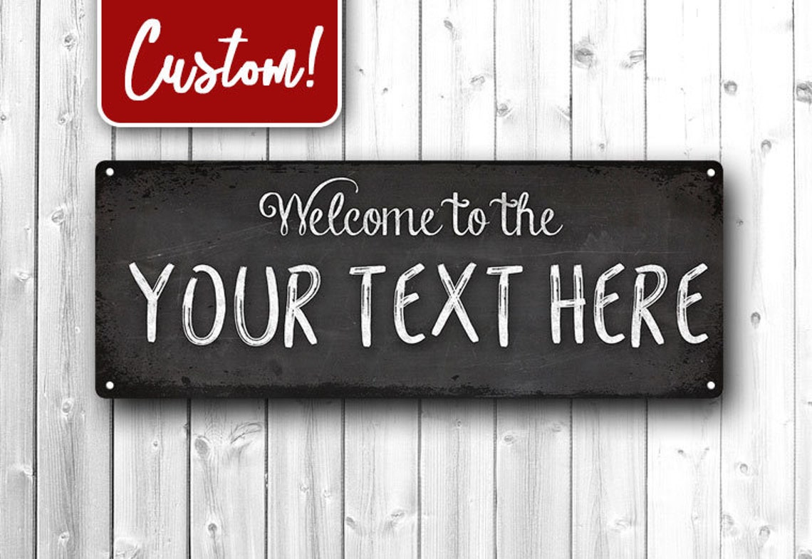 CUSTOM Welcome Sign Vintage Retro Black Chalkboard Look - Etsy
