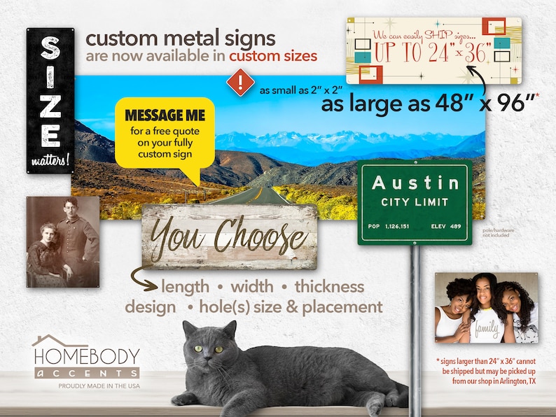 Custom Size Metal Sign Made to Your Custom Dimensions - Etsy