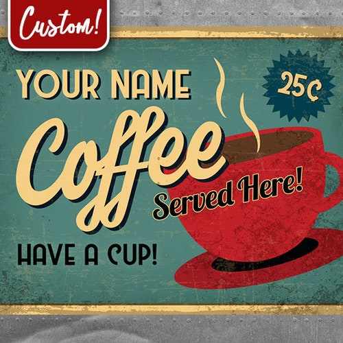 Personalized Coffee Bar Sign Vintage Styled Coffee Room | Etsy