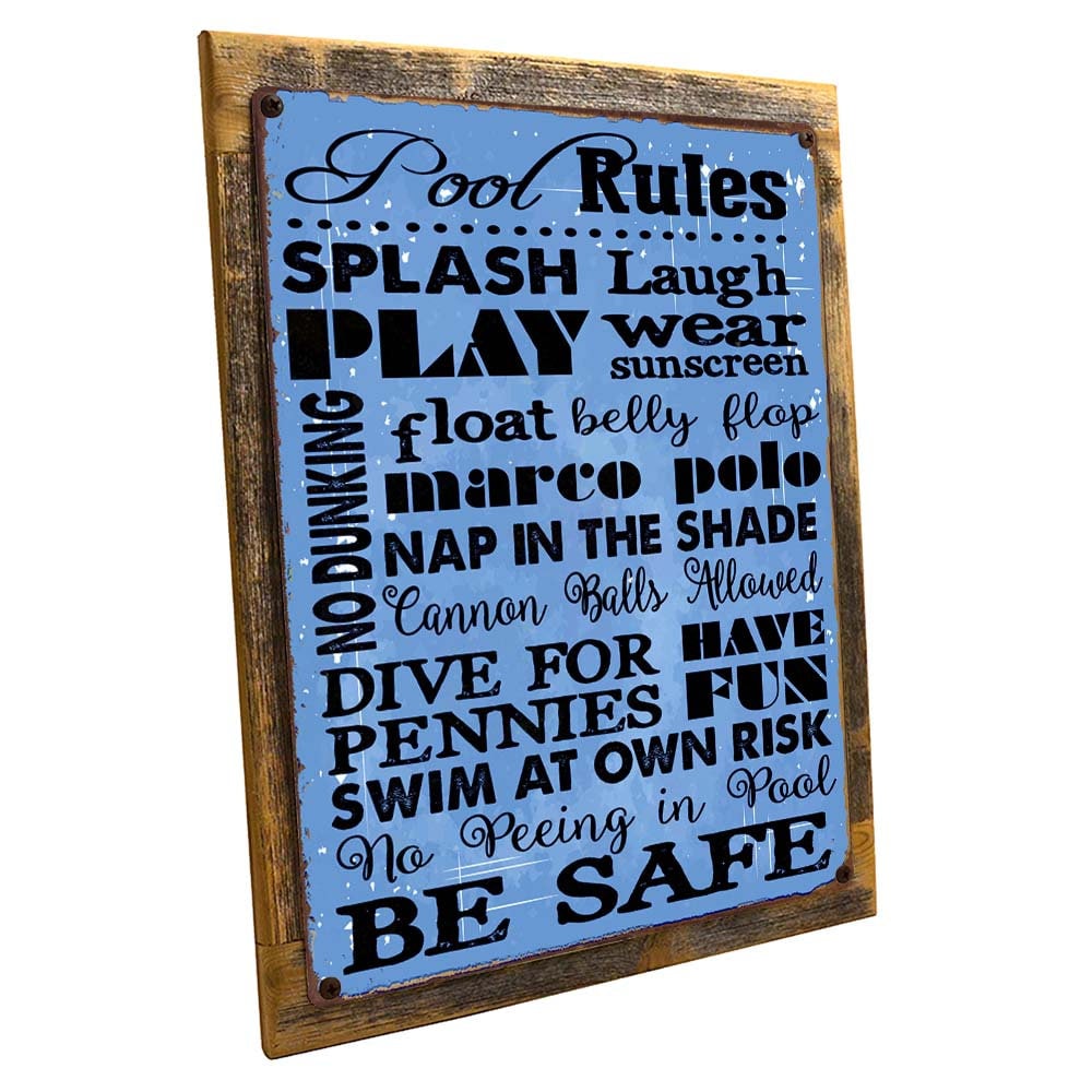 Blue Pool Rules Metal Sign Wall Decor for Porch Patio or | Etsy