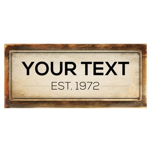 CUSTOM Your Text and Established Year Metal Sign Wall Decor for Home ...