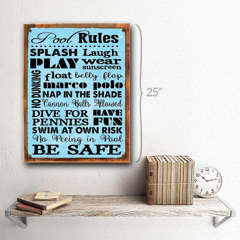 Pool Rules Metal Sign Wall Decor for Porch Patio or Deck | Etsy