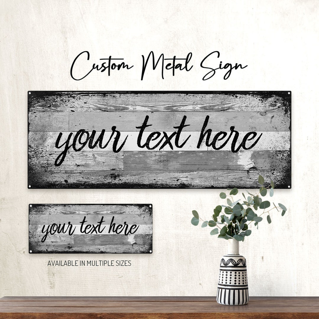 CUSTOM Rustic Wood Design on Metal Sign Wall Decor for Home and Office ...