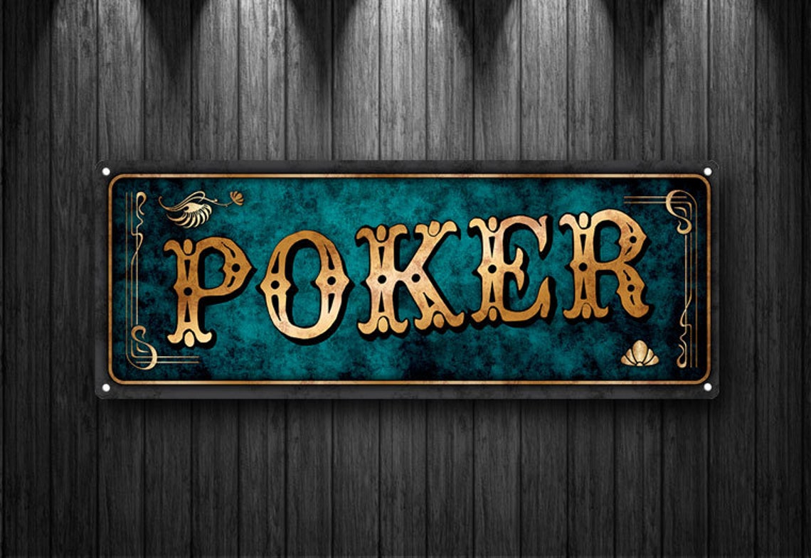 Poker Art Deco Metal Sign Vintage Retro MEM2097 | Etsy