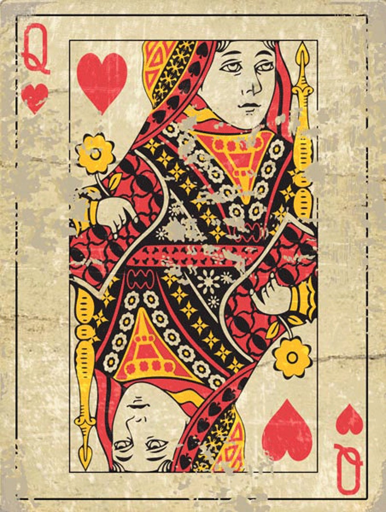 Queen Playing Card Den Gameroom Mancave HB7247 | Etsy