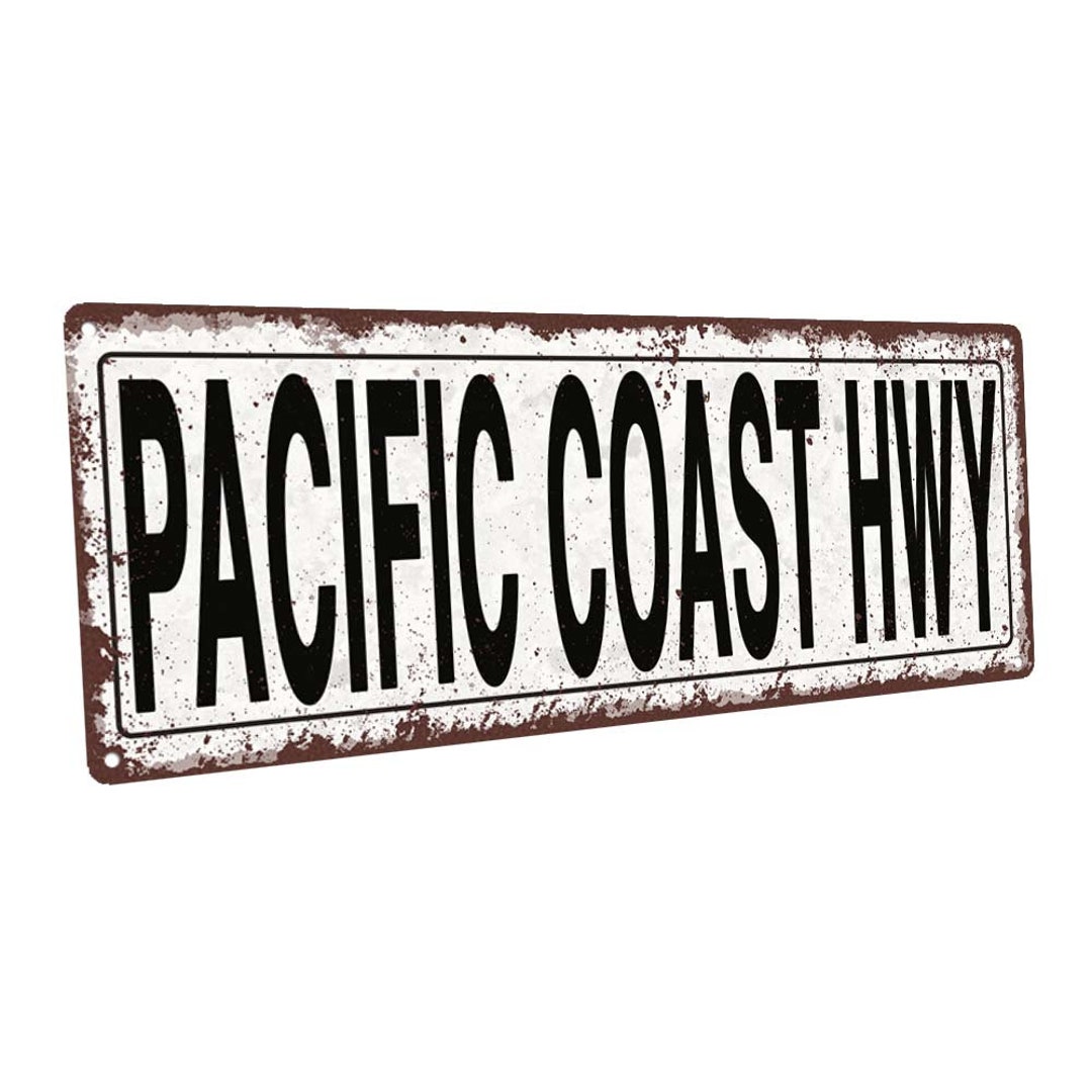 Pacific Coast Hwy. Metal Sign; Wall Decor for Beach House or Coastal ...