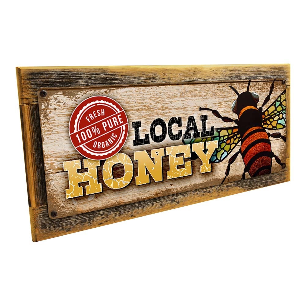 Fresh Organic Local Honey / Bee Metal Sign; Wall Decor for Kitchen and ...