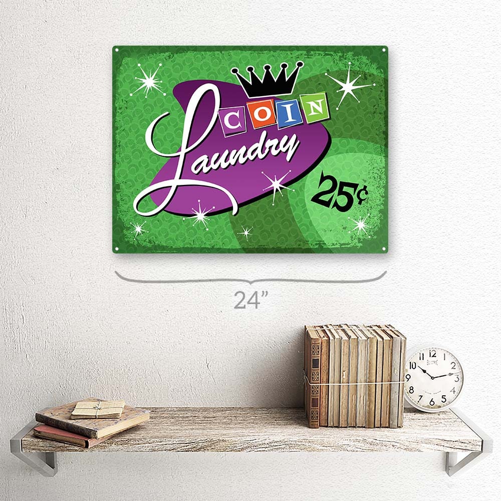 Green Coin Laundry Metal Sign Wall Decor for Bath or Laundry | Etsy