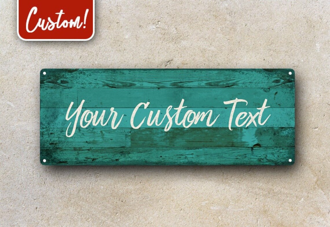 CUSTOM Turquoise Blue Rustic Wood Design on Metal Sign Wall - Etsy