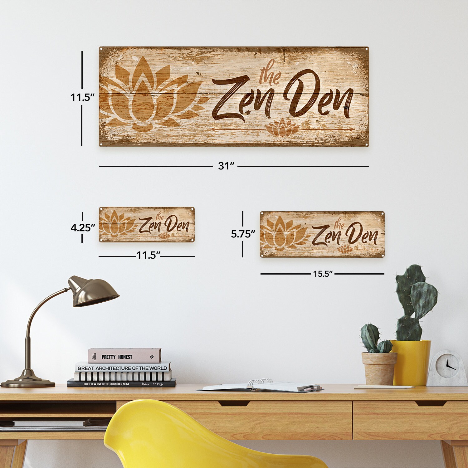 The Zen Den Lotus Metal Sign; Wall Decor for Meditation, Yoga or Studio ...