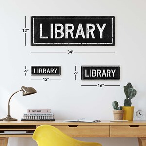 Black Library Metal Sign; Wall Decor for Home and Office - Etsy