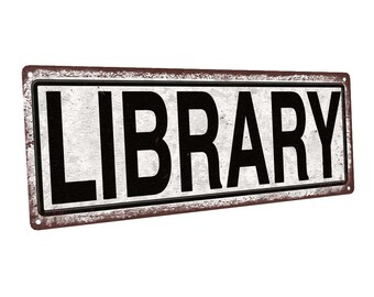 Metal Library Sign | Etsy