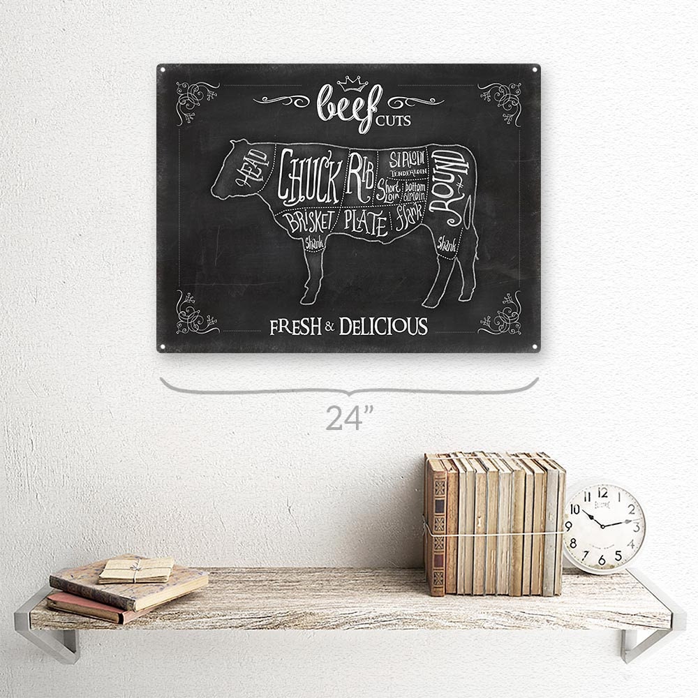 Beef Cuts, Fresh & Delicious Metal Sign; Wall Decor for Kitchen and ...