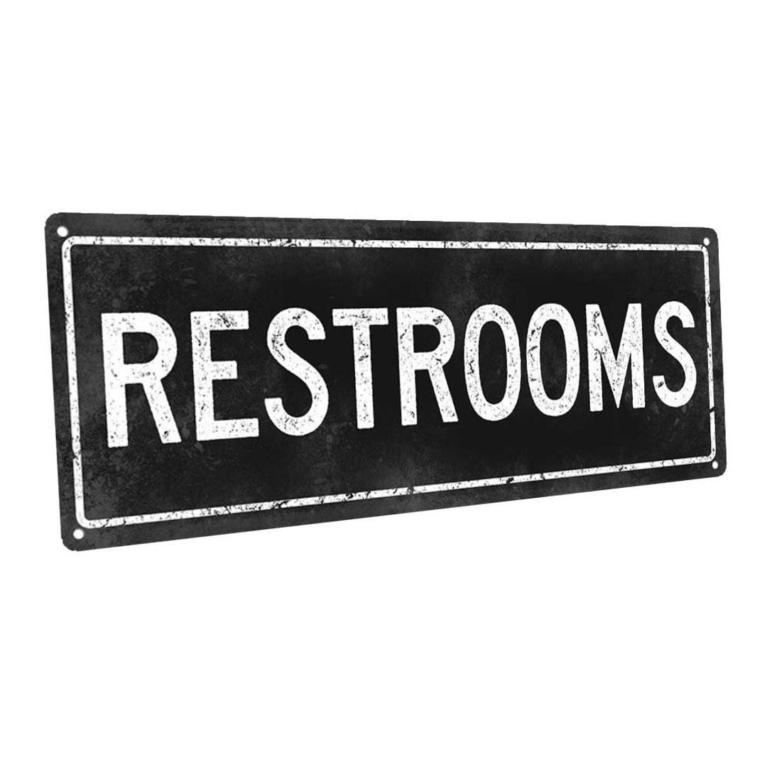 Black Restrooms Metal Sign Wall Decor For Bath Or Laundry Etsy