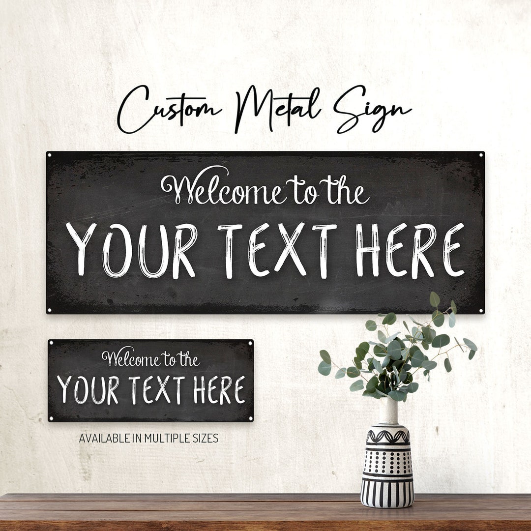 CUSTOM Welcome Sign, Vintage, Retro, Black Chalkboard Look ...