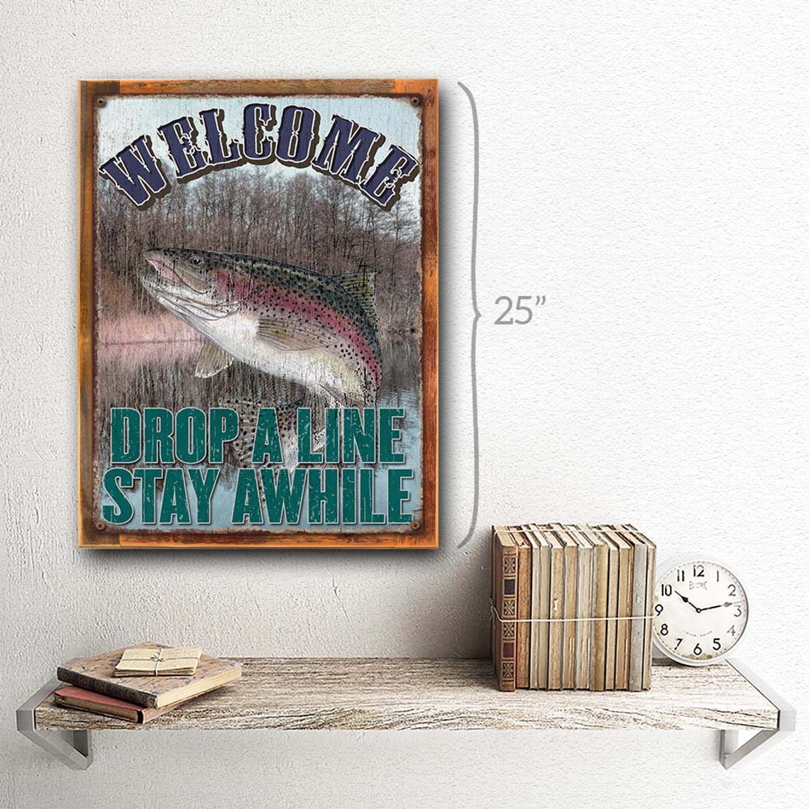 Trout Fishing Metal Welcome Sign for Vacation Home Decor, Cabin ...
