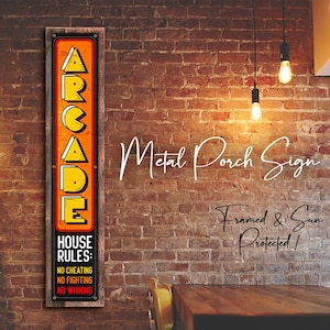 Arcade: House Rules - Framed, Sun Protected Metal Porch Sign; Porch ...