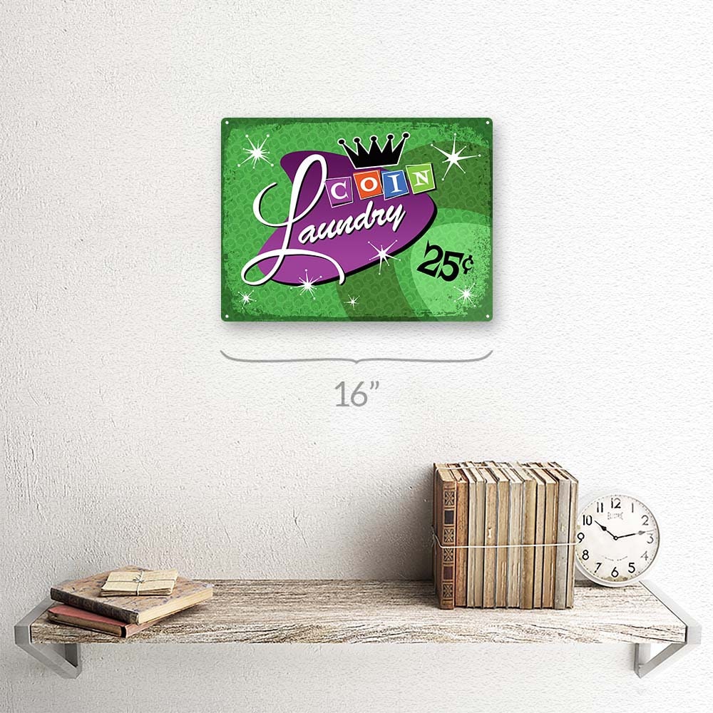 Green Coin Laundry Metal Sign Wall Decor for Bath or Laundry | Etsy