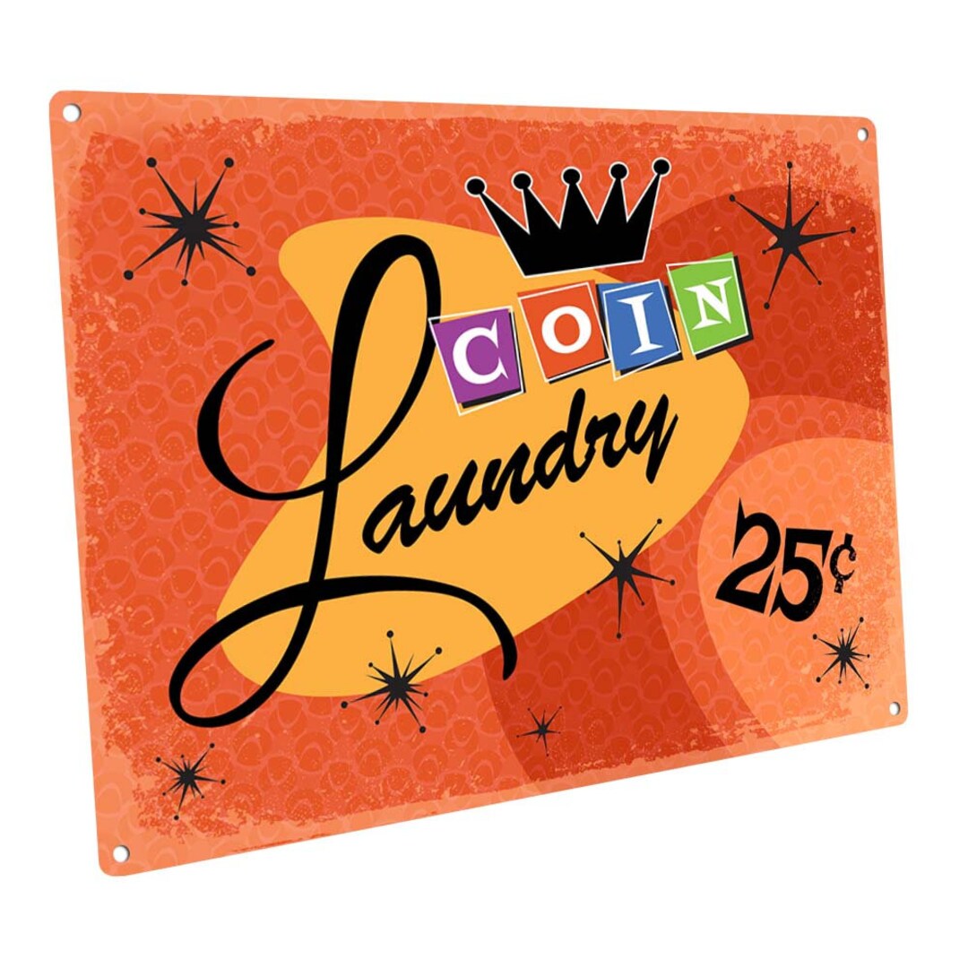 Orange Coin Laundry Metal Sign; Wall Decor for Bath or Laundry - Etsy