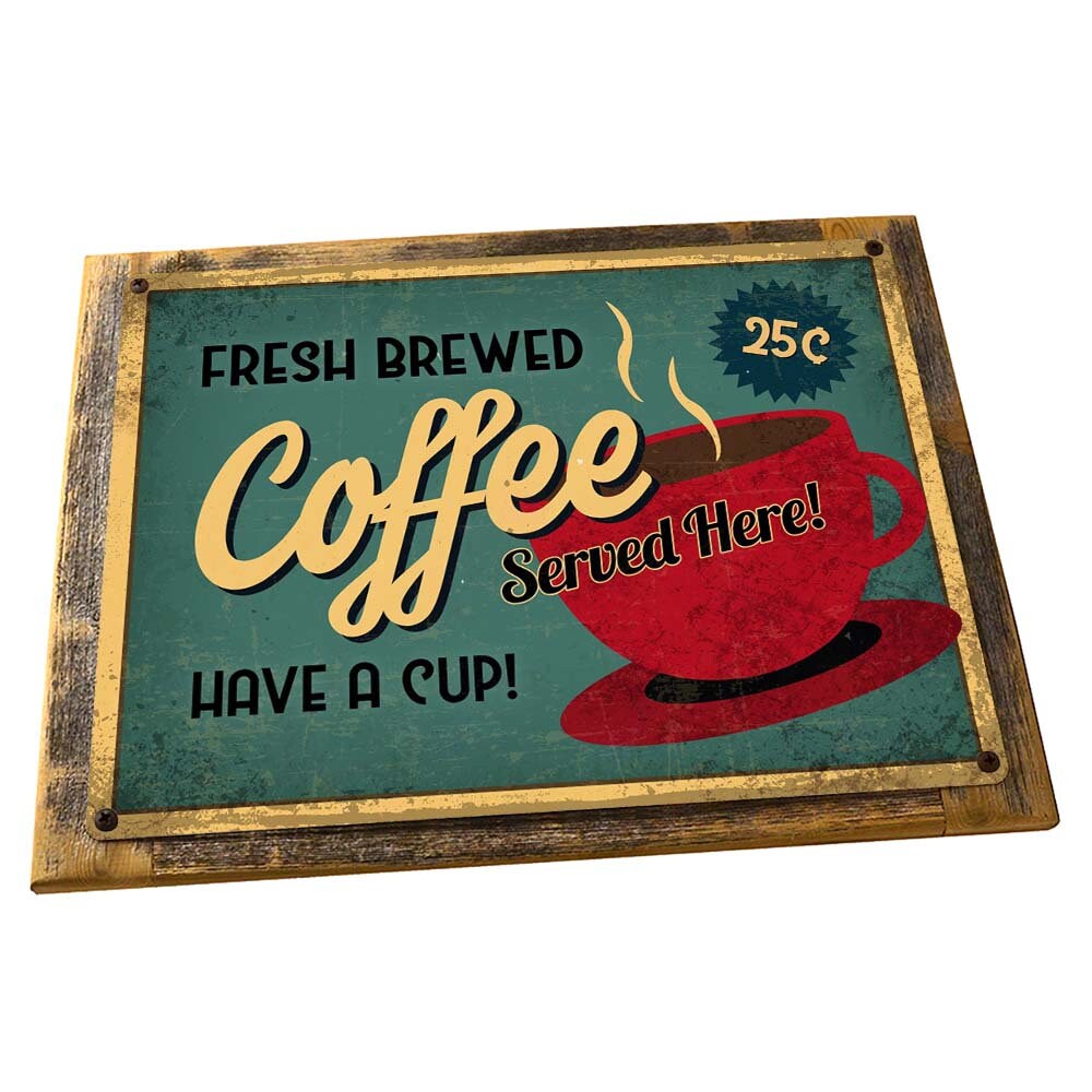 Fresh Brewed Coffee Metal Sign; Wall Decor for Kitchen and Dining Room ...