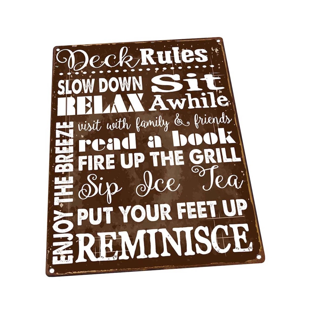Deck Rules Rules Metal Sign; Wall Decor for Porch, Patio, or Deck - Etsy