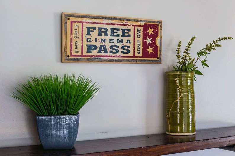 Framed Home Cinema Metal Sign Ticket to the Movie Media - Etsy