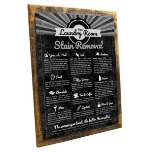 Laundry Room Stain Removal Guide Metal Sign; Wall Decor for Bath or ...