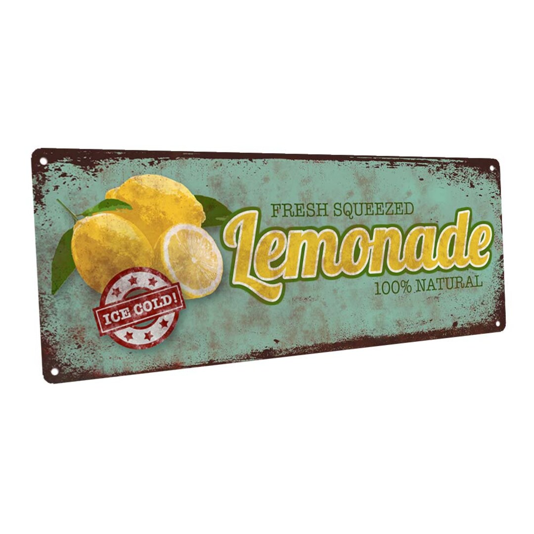 Fresh Squeezed Lemonade Metal Sign; Wall Decor for Kitchen and Dining ...