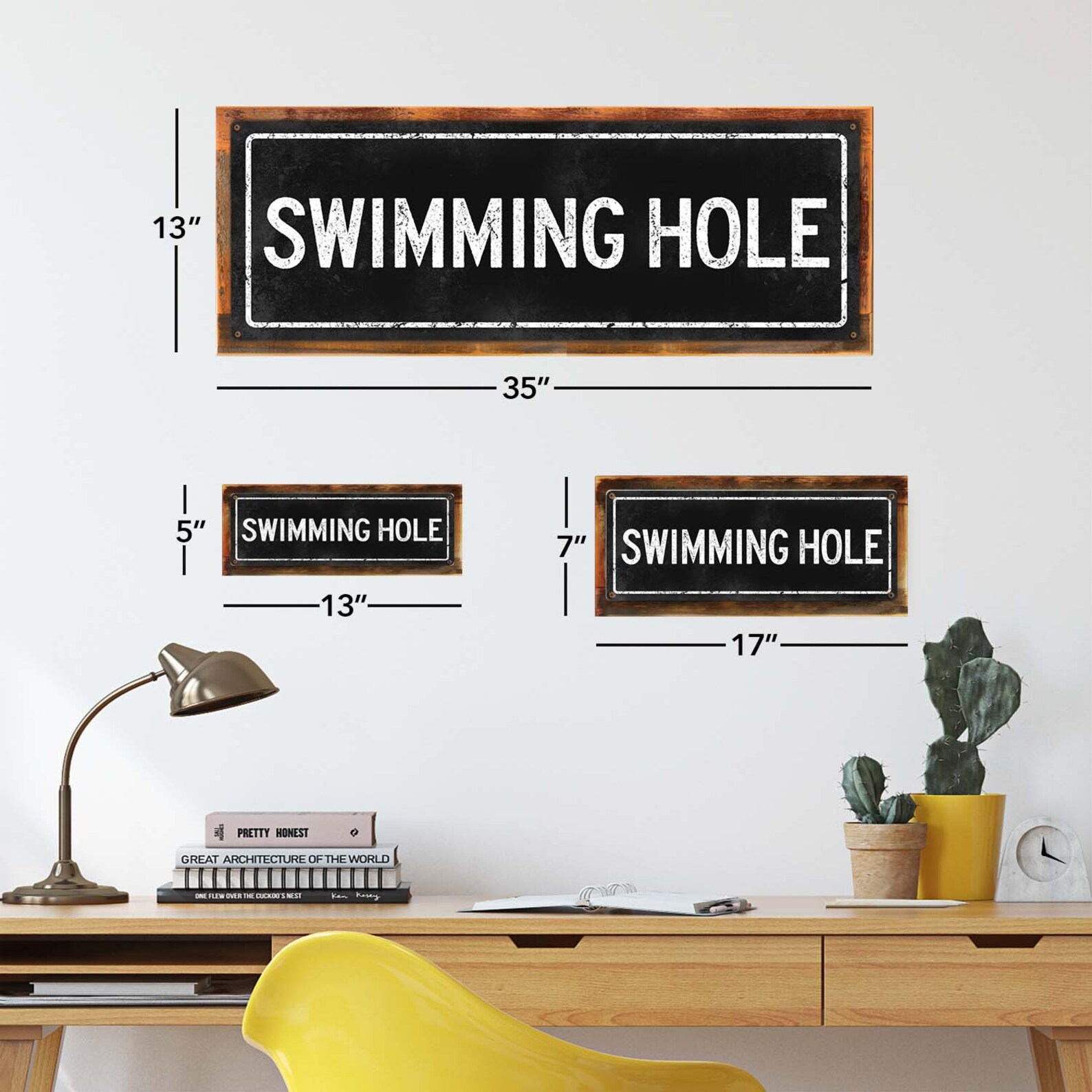 Black Swimming Hole Metal Sign; Wall Decor for Porch, Patio, and Deck ...
