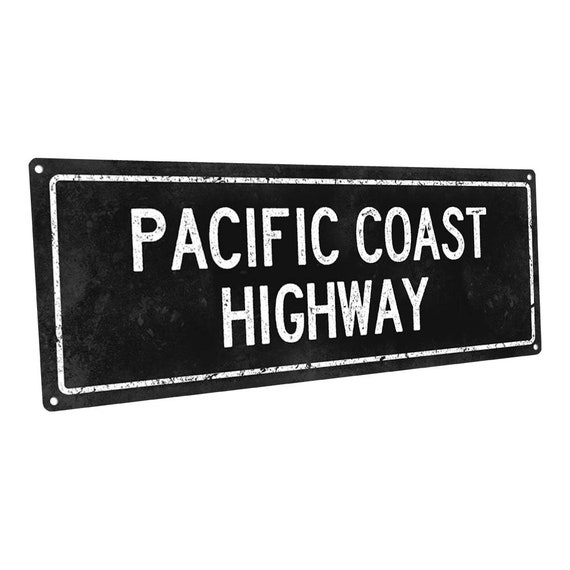 Black Pacific Coast Highway Metal Sign Wall Decor for Beach | Etsy