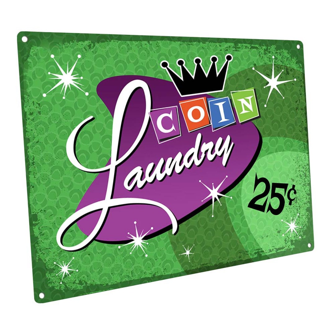 Green Coin Laundry Metal Sign; Wall Decor for Bath or Laundry - Etsy