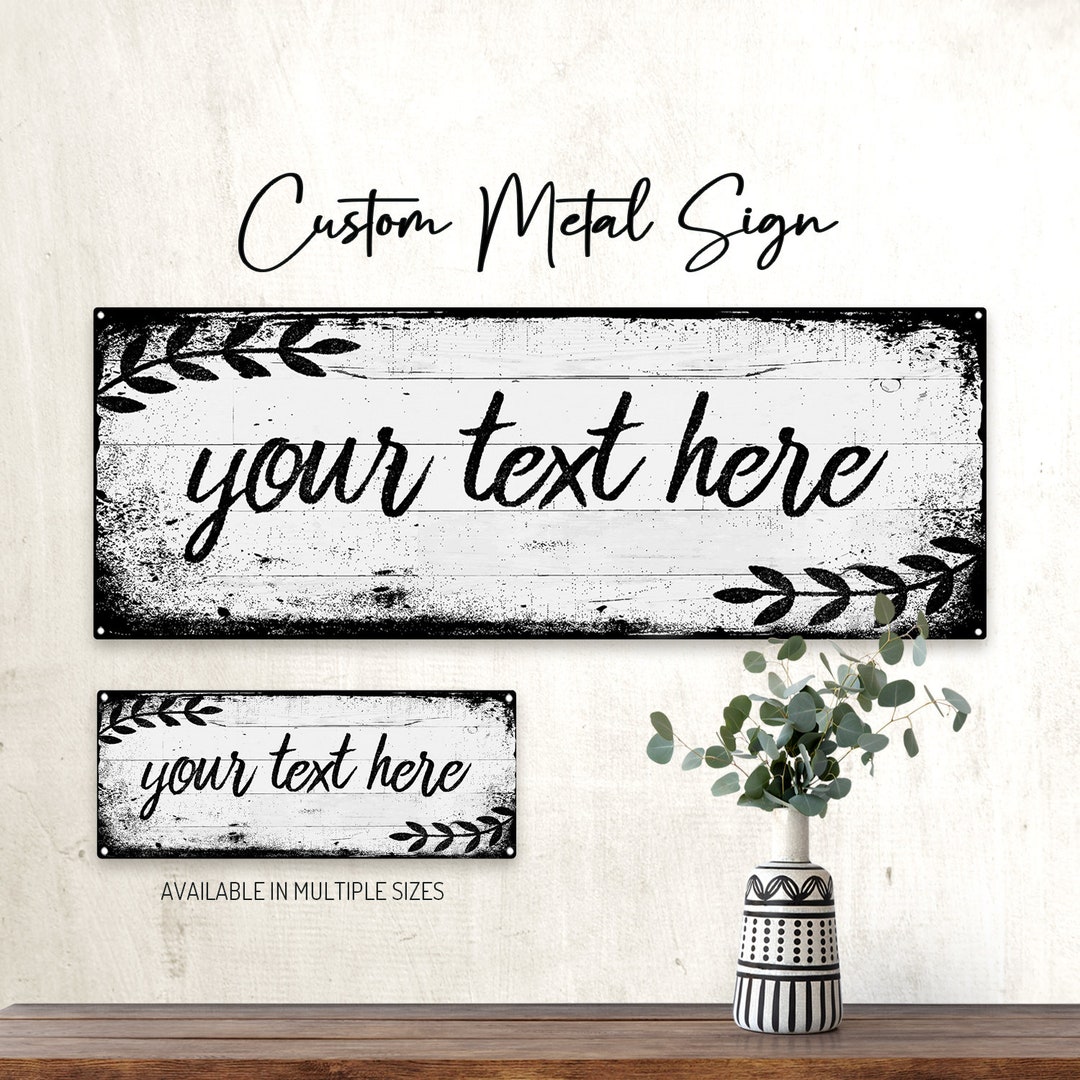 CUSTOM Rustic Wood Design on Metal Sign Wall Decor for Home and Office ...