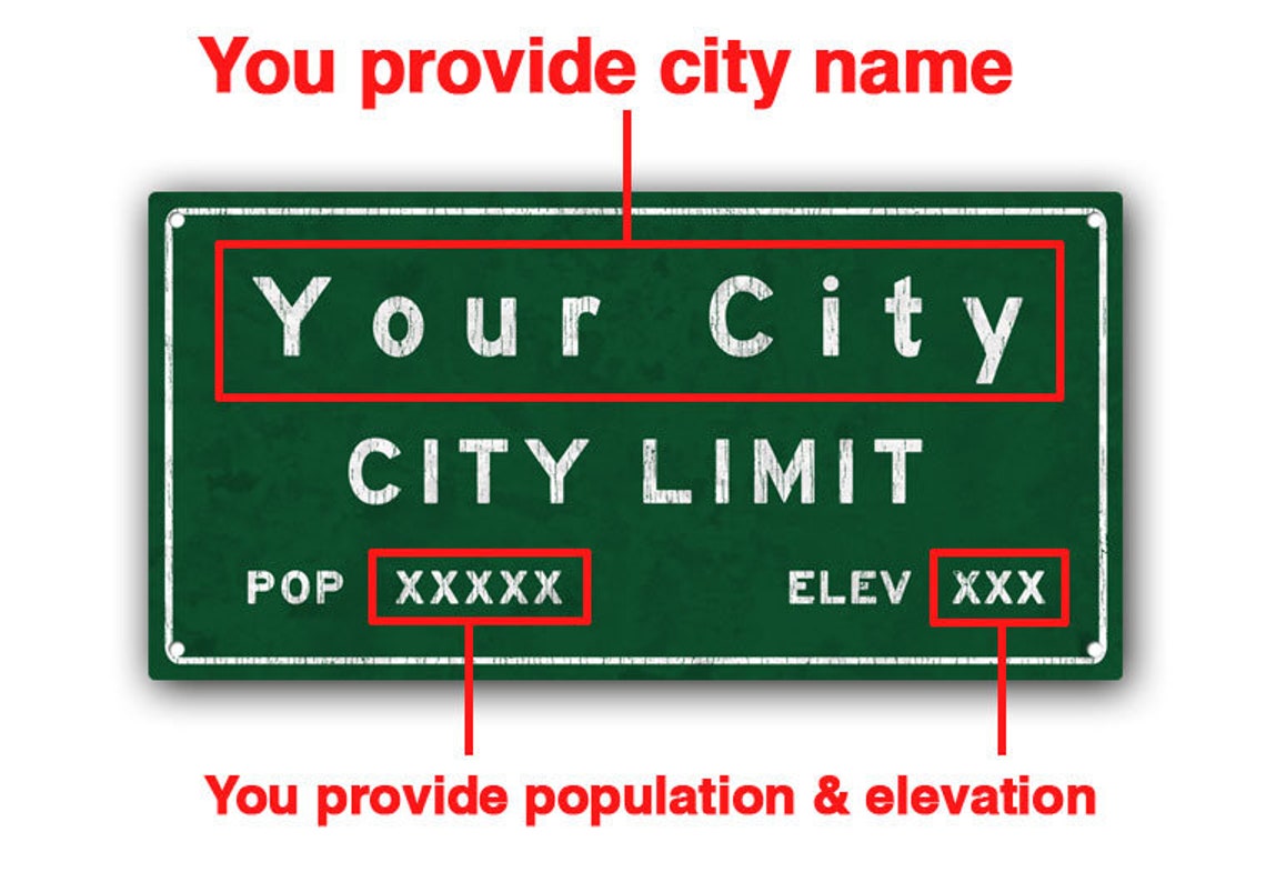 CUSTOM City Limit Metal Sign Personalize with YOUR Town | Etsy