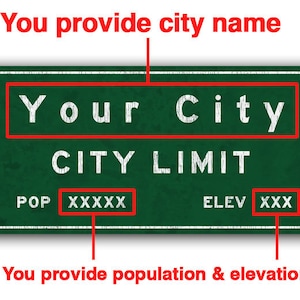 CUSTOM City Limit Metal Sign, Personalize With YOUR Town, Personalized ...