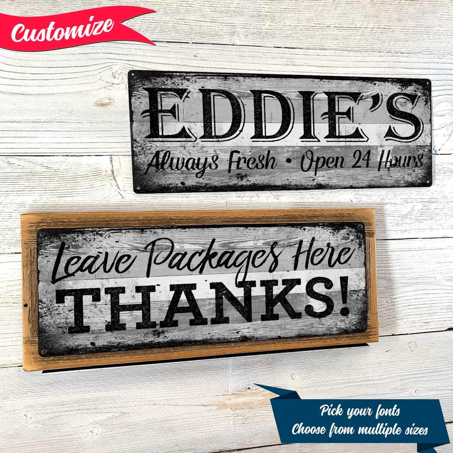 CUSTOM Rustic Wood Design on Metal Sign; Wall Decor for Home and Office ...