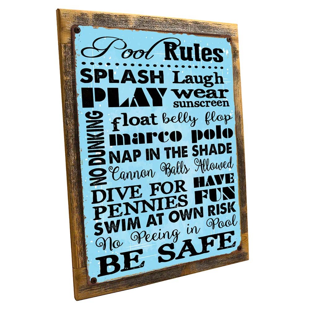 Pool Rules Metal Sign Wall Decor for Porch Patio or Deck | Etsy