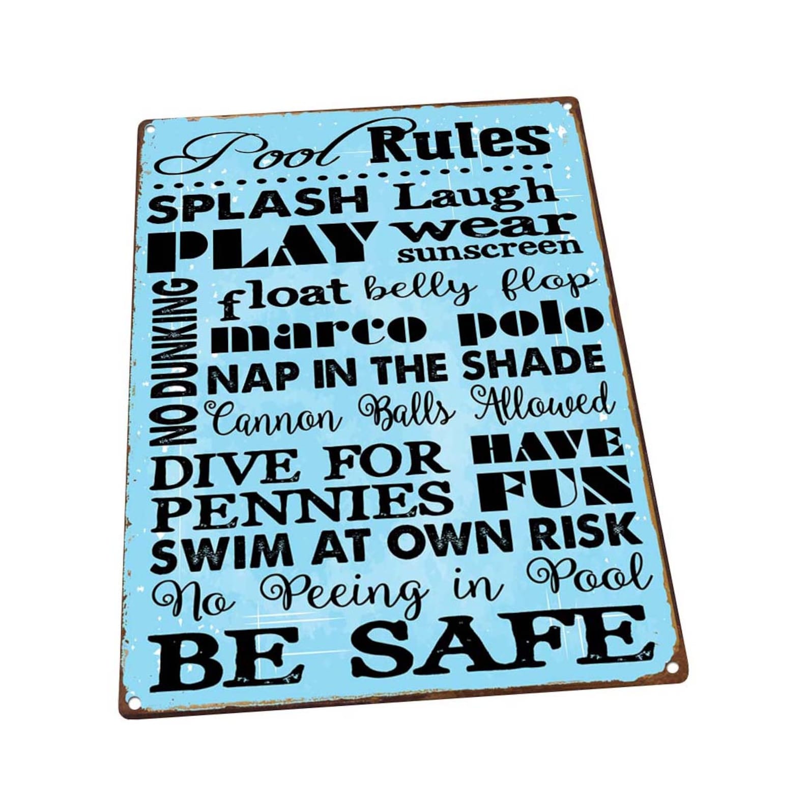 Pool Rules Metal Sign Wall Decor for Porch Patio or Deck | Etsy
