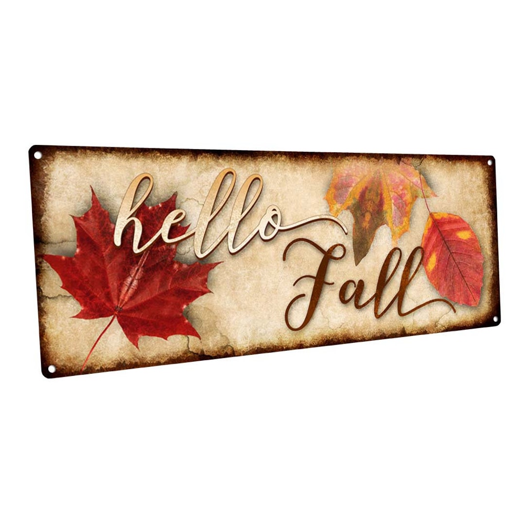 Hello Fall Metal Art Print for Decorating Seasonal and Holidays MEM2117 ...