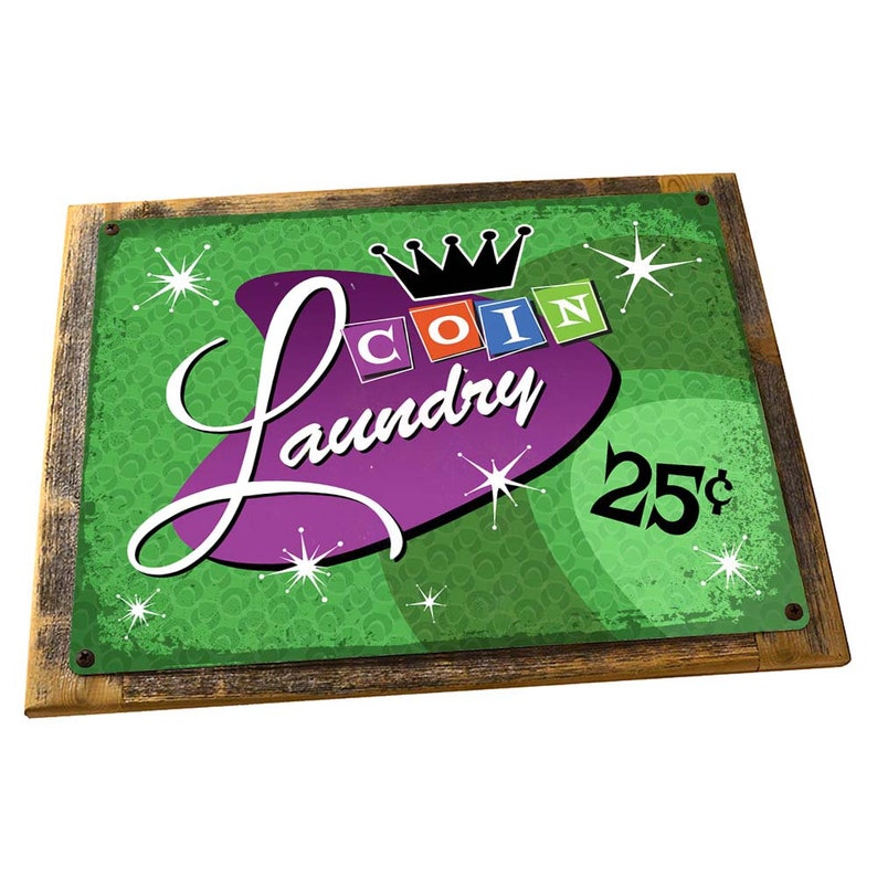 Green Coin Laundry Metal Sign Wall Decor for Bath or Laundry | Etsy