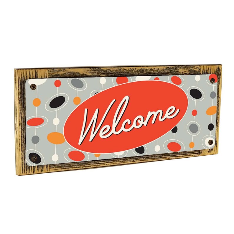 Mid Century Modern Welcome Metal Sign Indoor-outdoor - Etsy