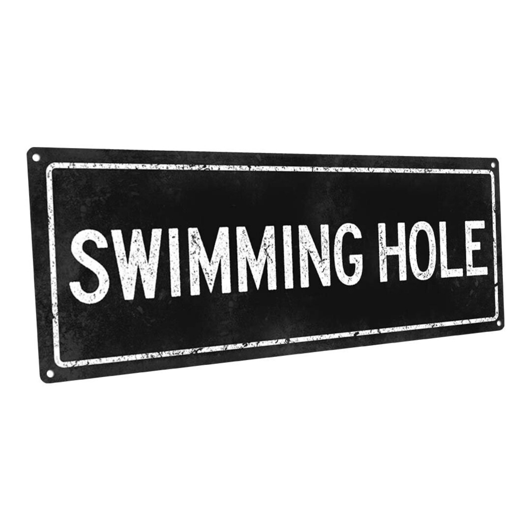 Black Swimming Hole Metal Sign; Wall Decor for Porch, Patio, and Deck ...