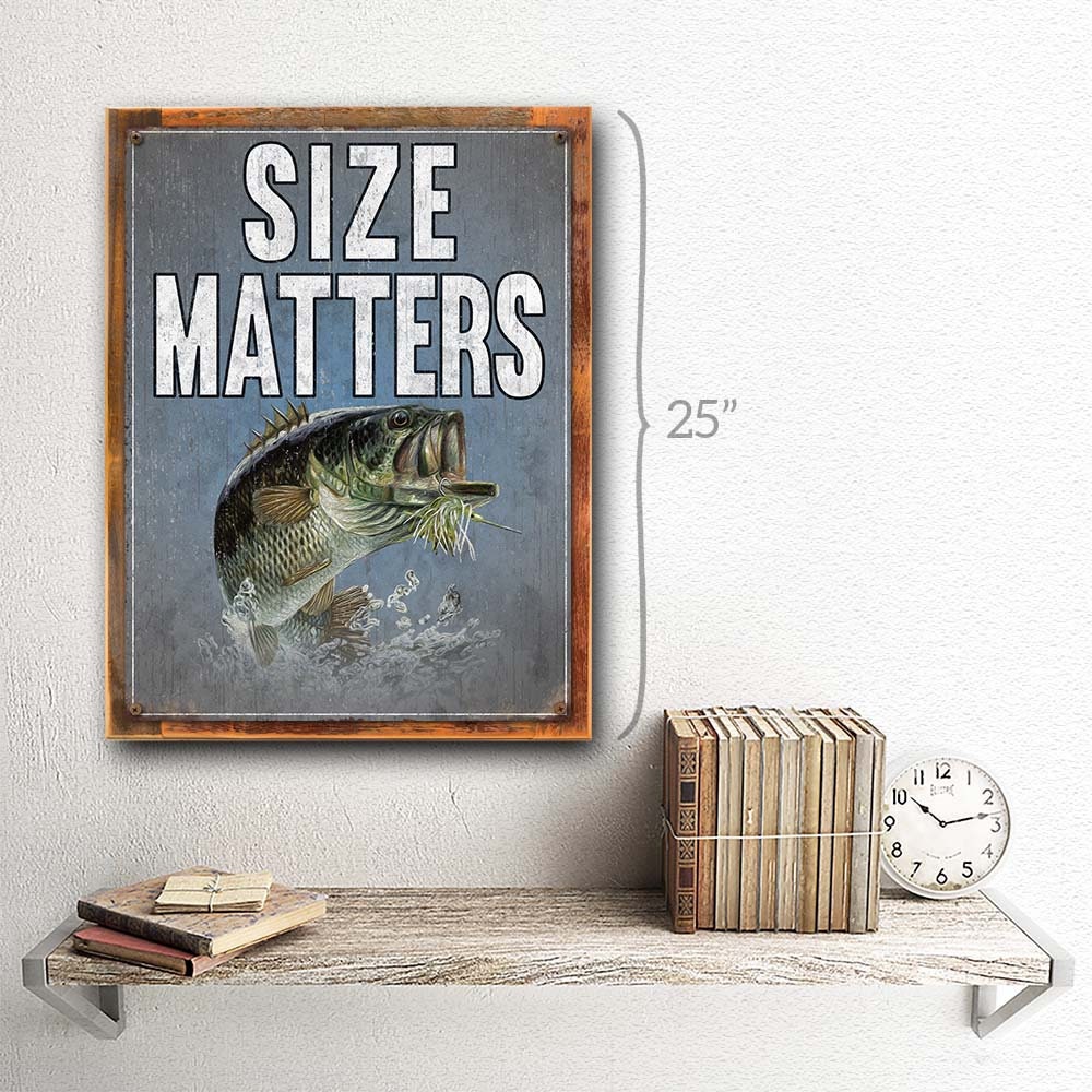 Bass Size Matters Metal Sign for Vacation Home Decor, Cabin, Lakehouse ...