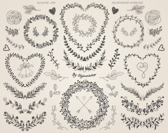 35 Floral Doodles Vector Pack Hand Drawn Doodle Clipart | Etsy