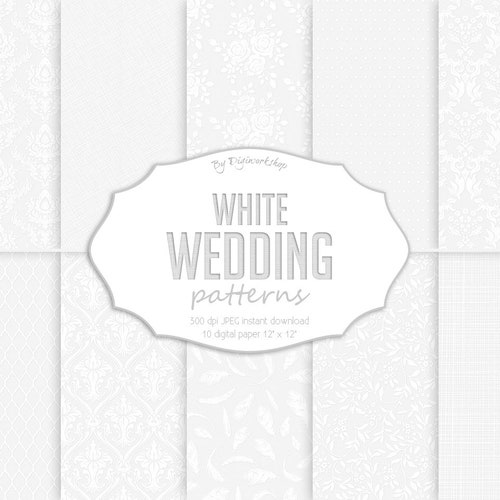 White Wedding Digital Paper Wedding Romantic Backgrounds | Etsy