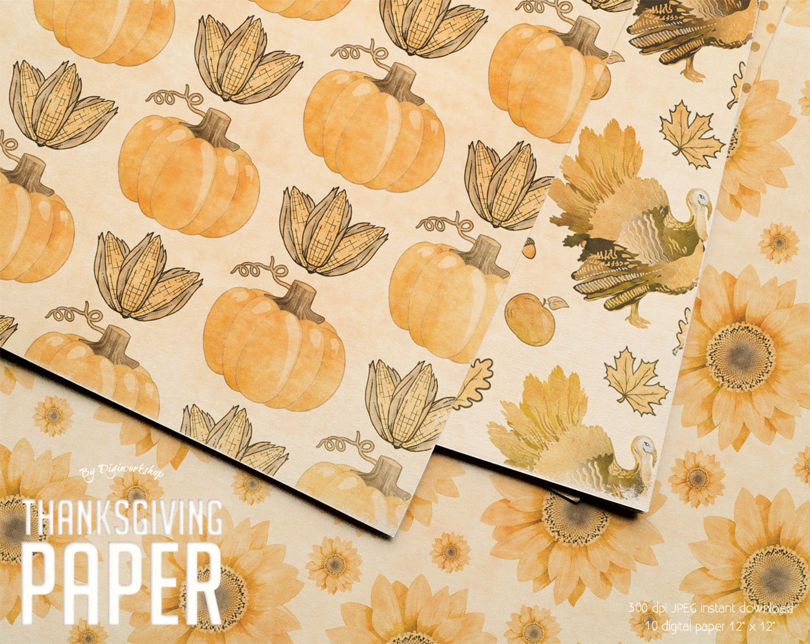 Thanksgiving Digital Paper thanksgiving Paper | Etsy