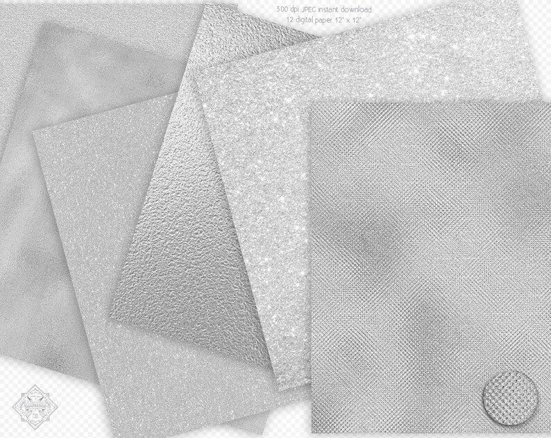 Silver Texture Digital Paper: Metallic Silver | Etsy