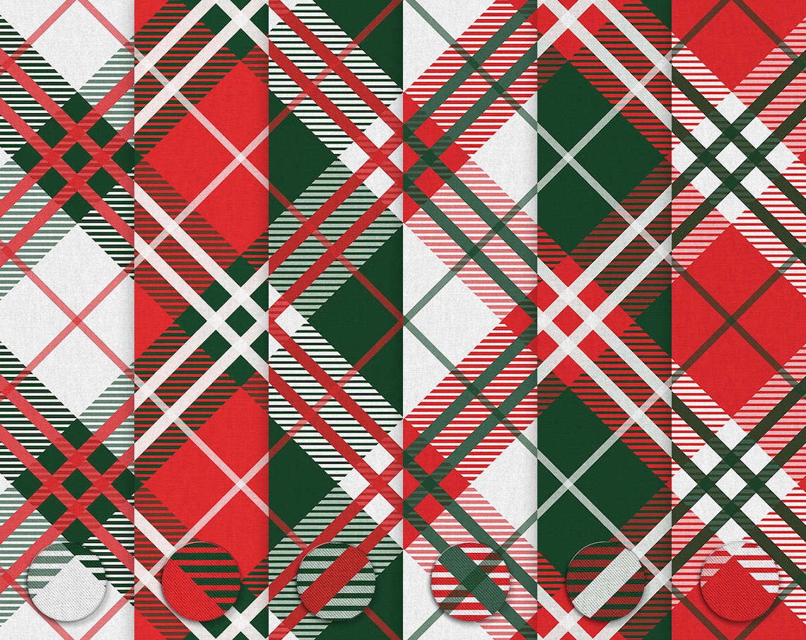 Christmas Plaid Digital Paper fabric textures printable | Etsy