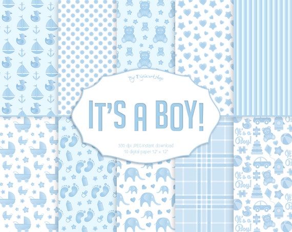 Baby Boy Digital Paper it's A Boy Baby Digital | Etsy