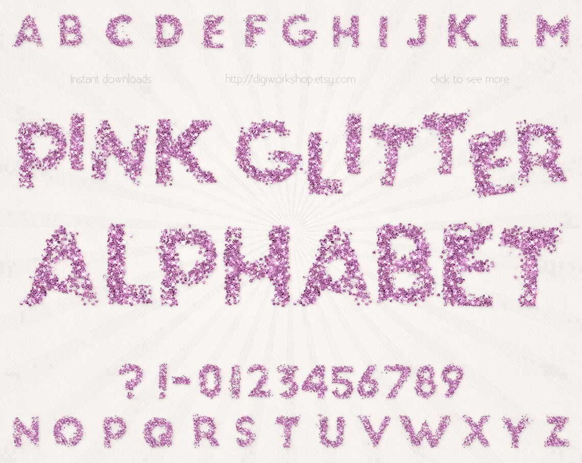Pink Glitter Alphabet Clipart Clip Art: pink Glitter | Etsy