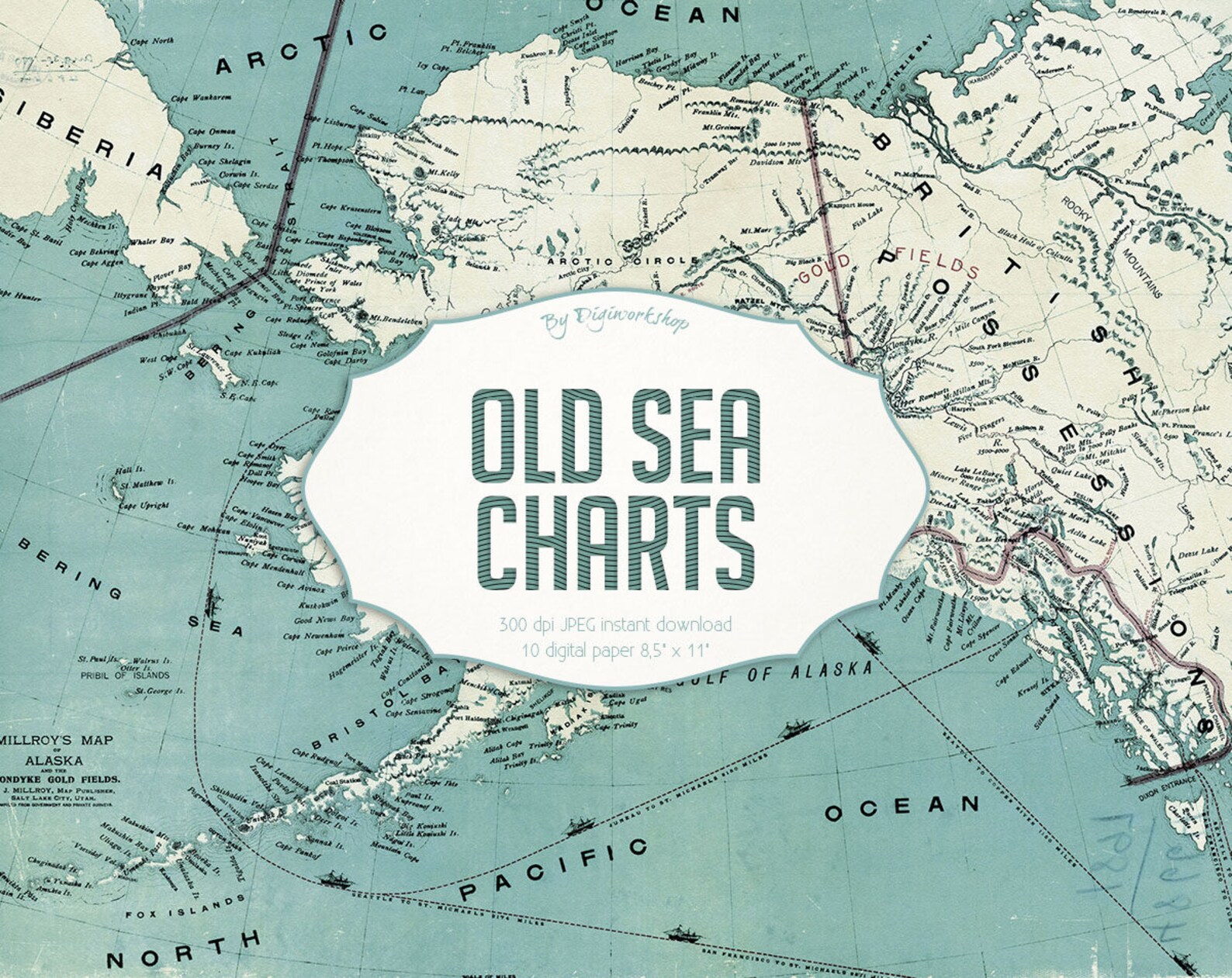 Old Maps Digital Paper Old Sea Charts vintage | Etsy